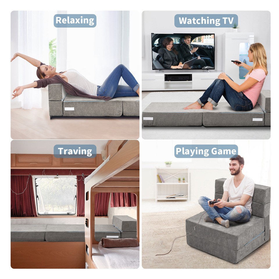 MOPHOTO Folding Sofa Bed Guest Sofa Bed Fold Out Couch Mattress 63x25 ...