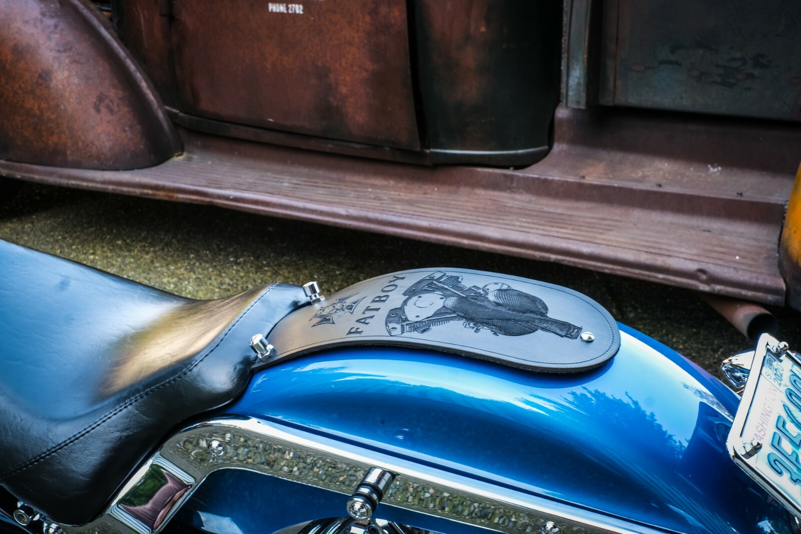 Rear Fender Bib Panel Leather Sexy Fatboy Softail Harley Davidson Black ...