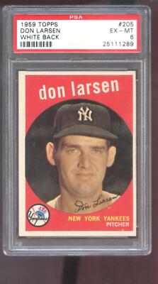 1959 Topps #205 Don Larsen WB PSA 6 Graded Baseball Card MLB New York ...