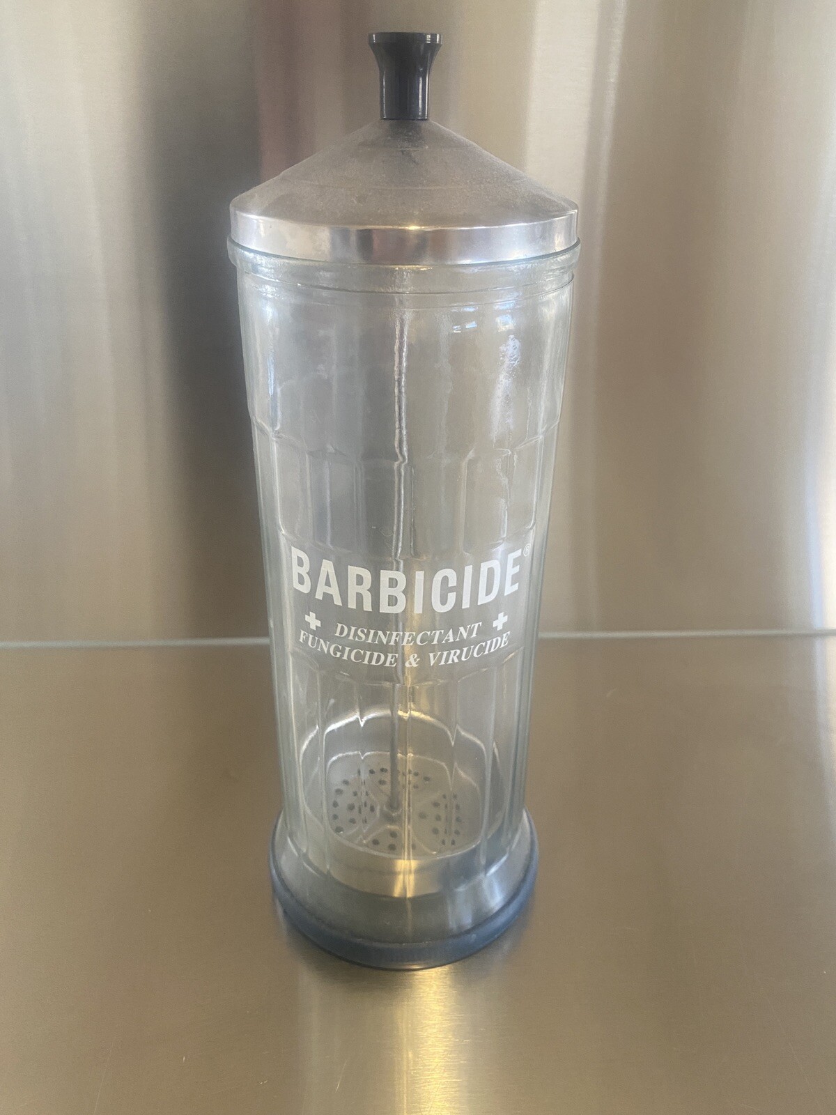 Barbicide Germacide Disinfectant Glass Jar Barbershop Container | eBay