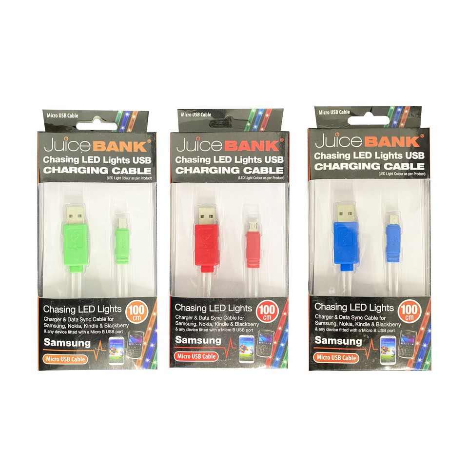 LED USB Cable Android Charging Lead Light up Data Sync Cable Micro-B ...