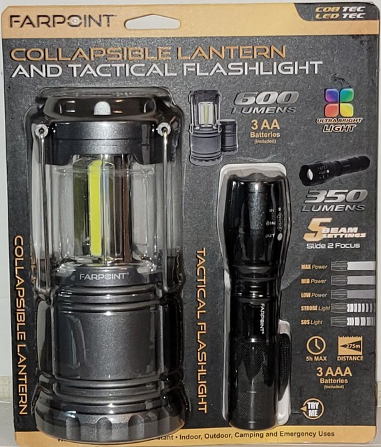 Farpoint Collapsible Lantern 600 Lumen & Tactical Flashlight 350 Lumem ...
