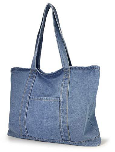 Light Weight Soft Denim Tote Unisex Shopper Shoulder Handbag | eBay