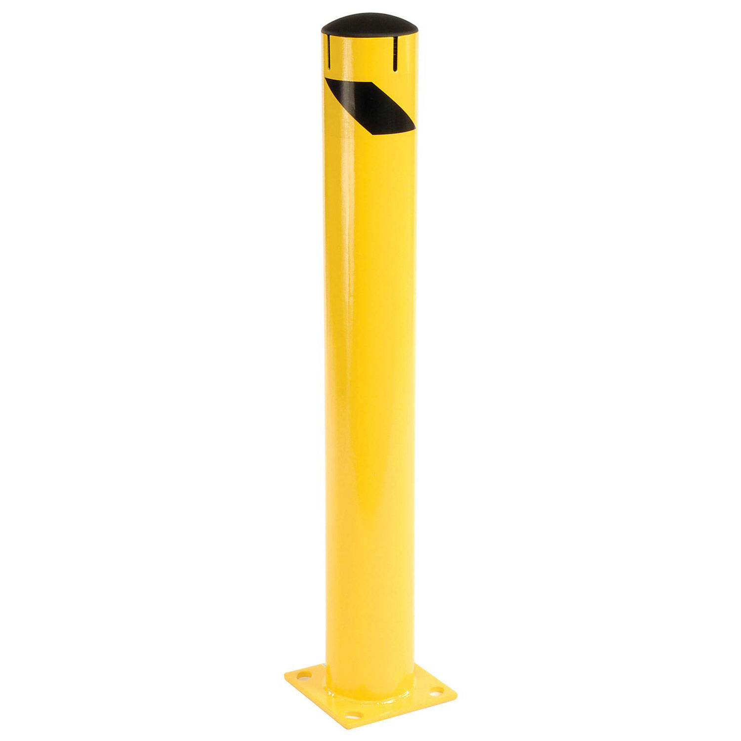 42" x 5-1/2" Steel Bollard With Removable Plastic Cap Chain Slots ...
