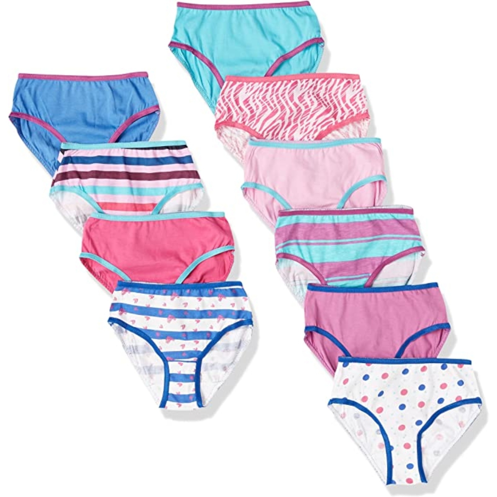 Trimfit Girls 100% Cotton Colorful Briefs Panties (Pack of 10), Pink ...
