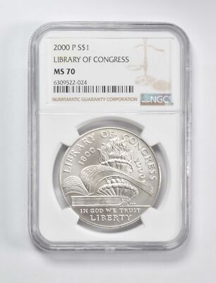 MS70 2000 P Library of Congress Commemorative $1 NGC Brown Label | eBay