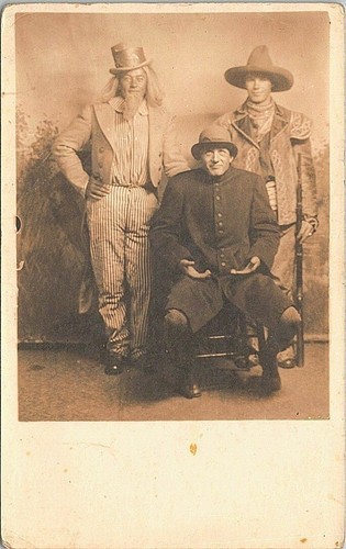 RPPC Studio Pose Halloween? Uncle Sam, Mexican Bandit and Frankenstein ...
