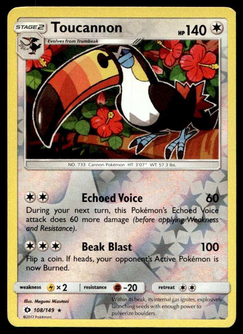 2017 Sun & Moon Toucannon Stage 2/Rare Reverse Holo #108 | eBay
