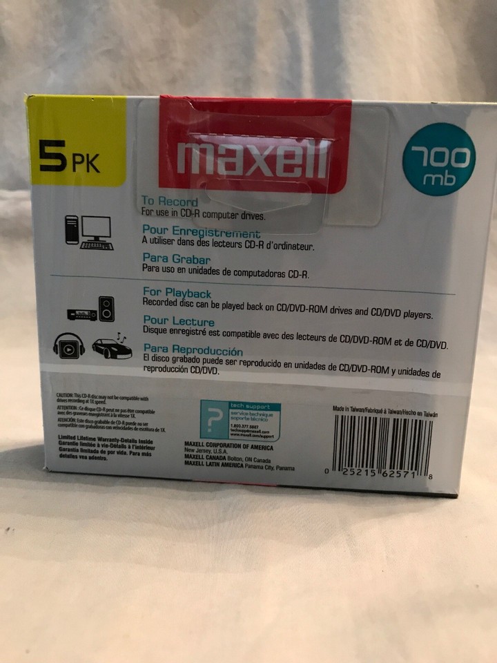 Maxell 5PK CD-R 48x/700mb/80min New In Box. | eBay