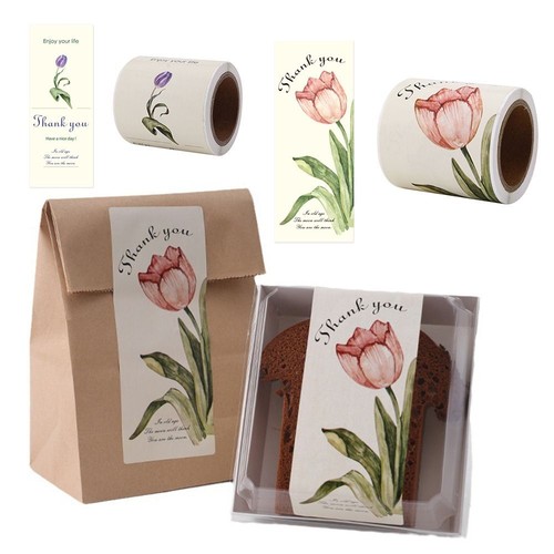 50PCS 6*15cm Decorative Decals Tulip Flower Package Labels For Small ...