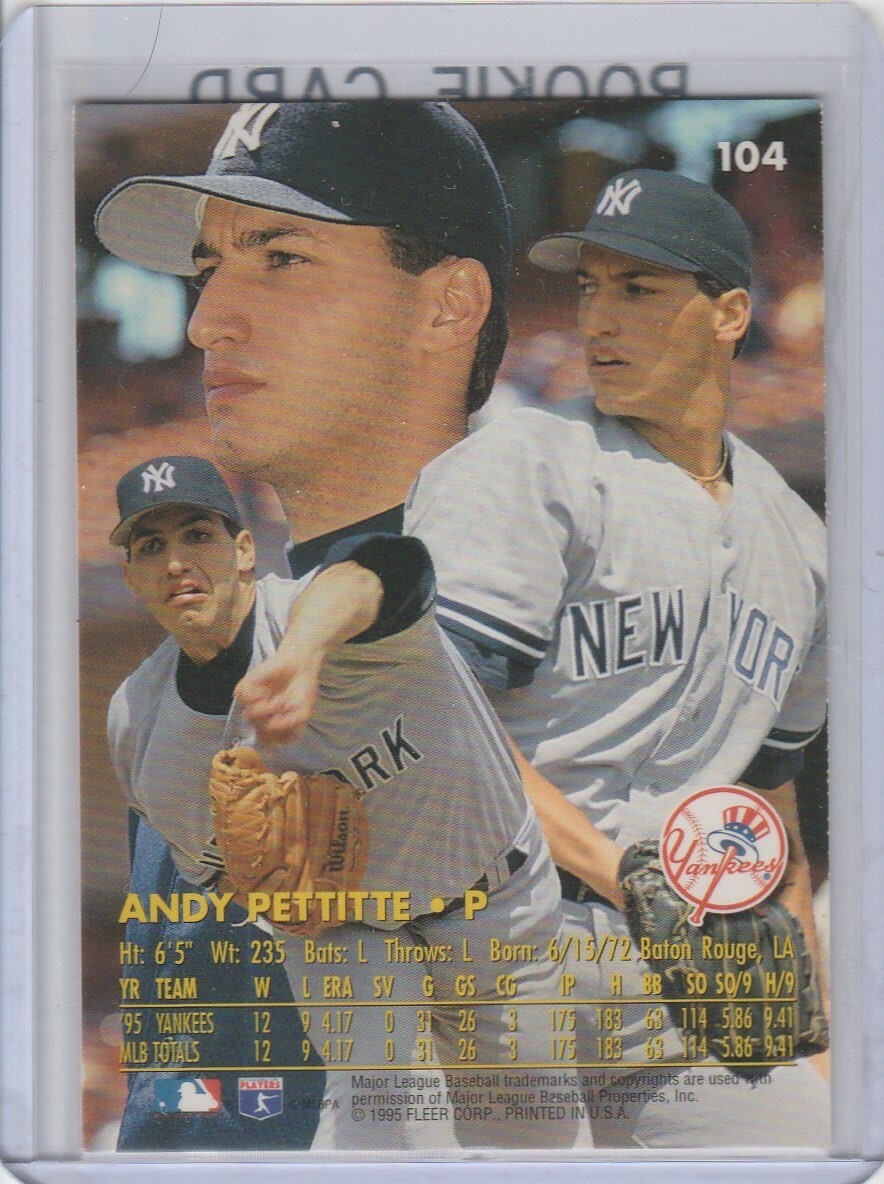 ANDY PETTITTE ROOKIE CARD Fleer Ultra RARE GOLD MEDALLION RC New York ...