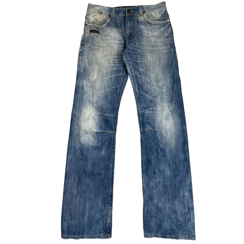 AKOO Jeans Mens Size 32 Distressed Grunge Hip Hop Blue Denim Destroyed ...