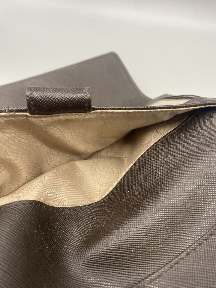New Michael Kors Jet Set Travel Trifold Checkbook Wallet Brown MK logo ...