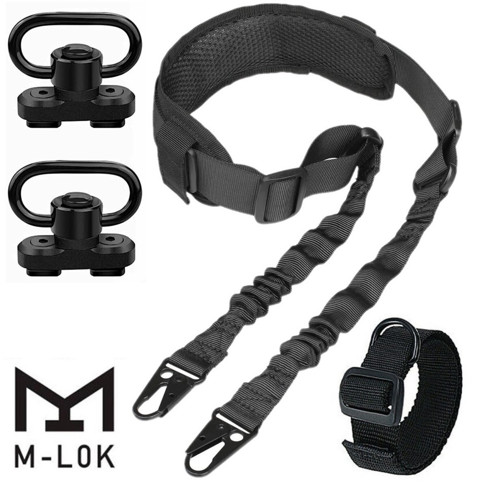 Tactical 2 Point Sling Strap Shoulder Padded /2Pcs M-LOK QD Swivel ...
