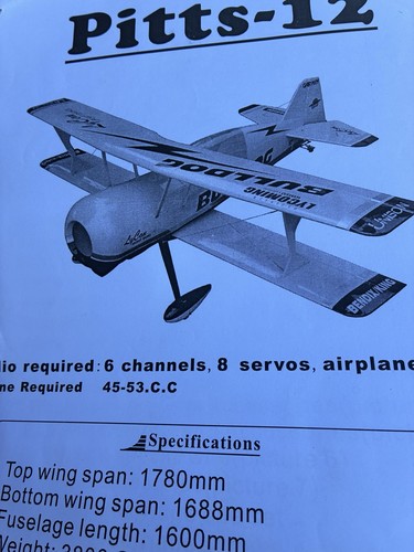 Giant Scale Pitts Model 12 Gas ARF Balsa R/c Model Airplane | eBay