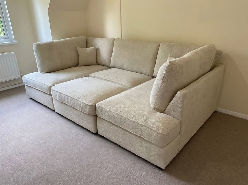 Brand New | Carnaby | Ushape Corner Sofa + Footstool | Cream Teddy ...