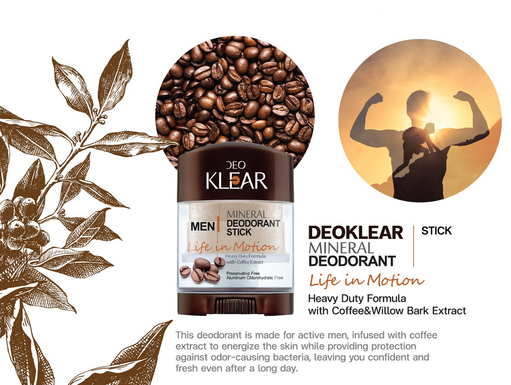 Deoklear Mineral Deodorant Stick Alum Coffee Extract Crystal Life In ...