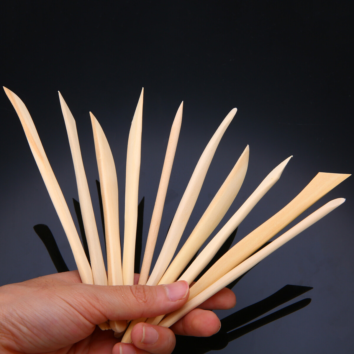 10pcs Wood Wooden Clay Modeling Tools Set Polymer Clay Sculpting DIY ...