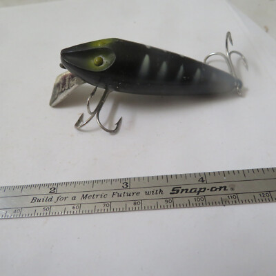 FISHING LURE ATANTIC LURES 3¼" SWAMP FOX RED EYES BLACK & WHITE RIBS | eBay