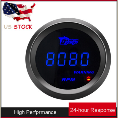 Blue Led Tacho 2" 52mm Digital Car Tachometer Gauge 0-9999 Rpm 4/6/8 ...