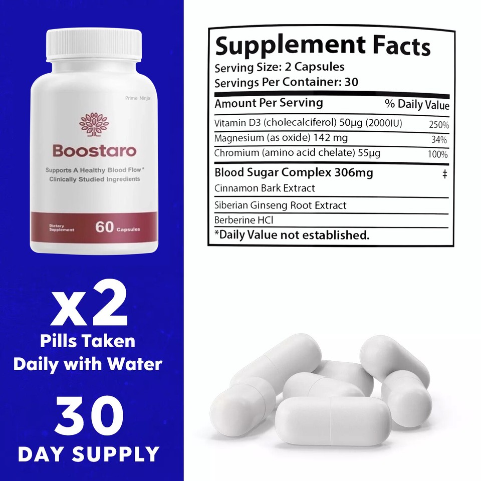 Boostaro, Boostaroo Male Virility Blood Flow Supplement (60 Capsules ...