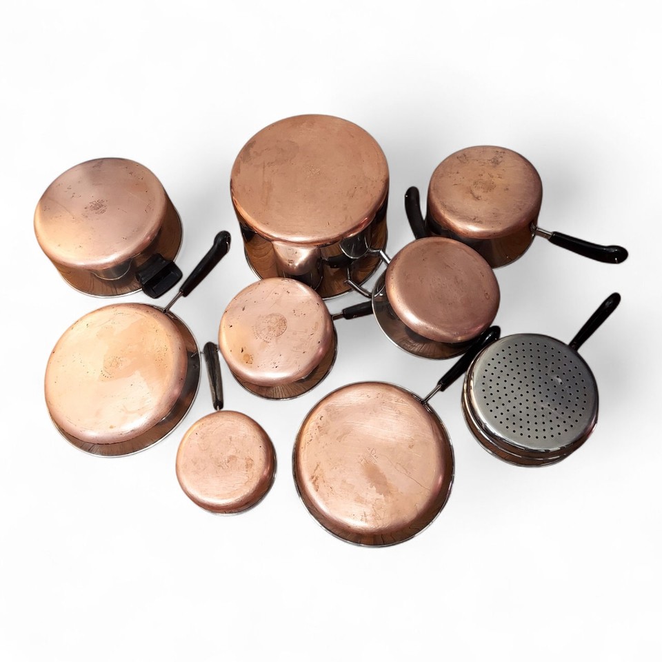 Revere Ware Copper Bottom Cookware Set Lot of 17 Vintage All American ...