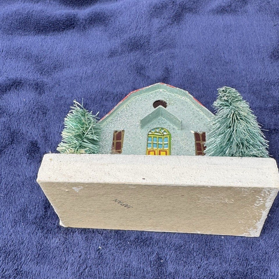 Old Lot 8 Vintage Putz Christmas Village Houses Some With Trees And ...