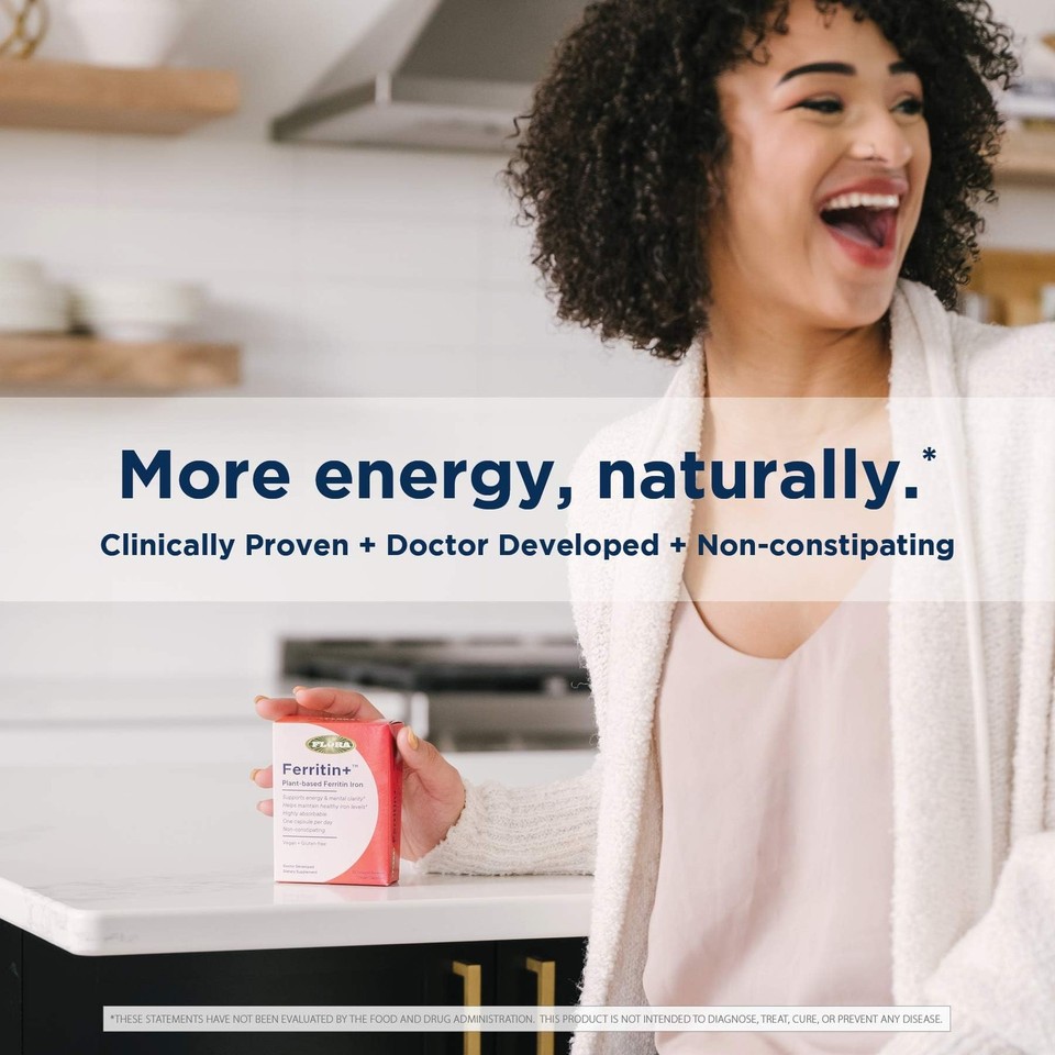 Flora Ferritin+ Delayed-Release Iron Supplement - Plant-Based Iron ...