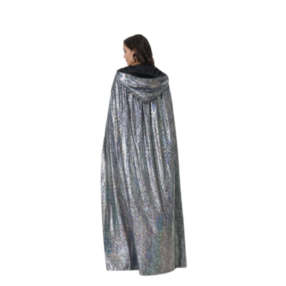 Unisex Shiny Hooded Cape Mardi Gras Cape, Full Length Halloween Party ...