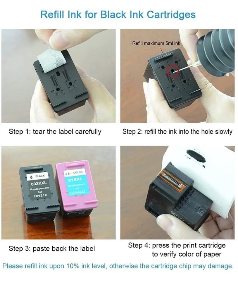 400ML Ink for HP Printer Ink Refill Kit HP 60 61 62 63 64 65 67 910 950 ...