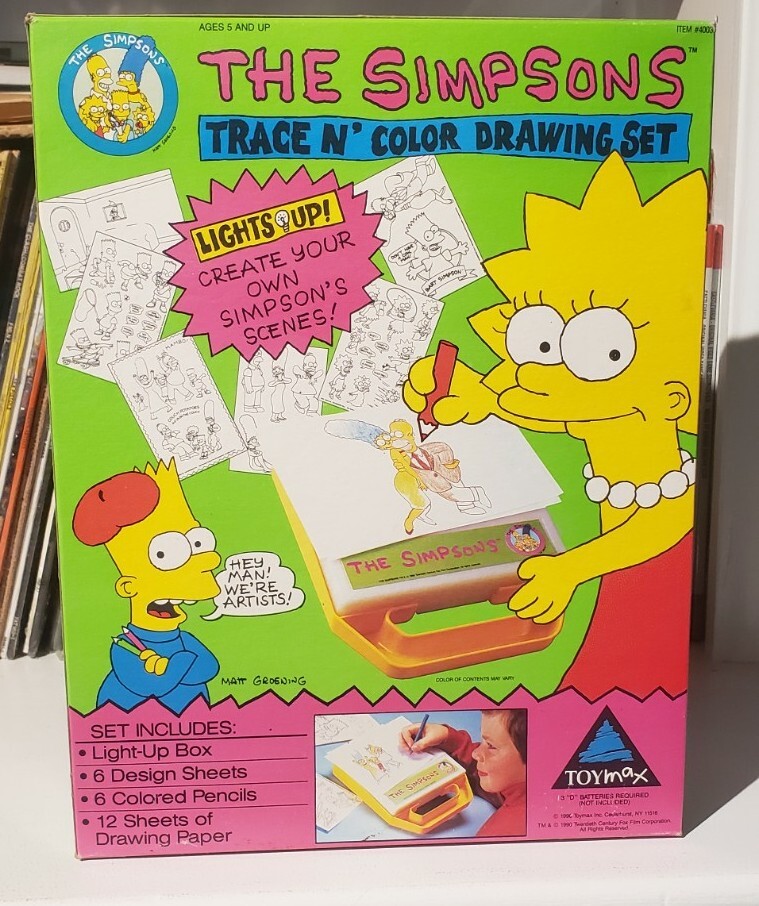 New 1990 Vintage Toymax "THE SIMPSONS" TRACE N' COLOR DRAWING SET ...