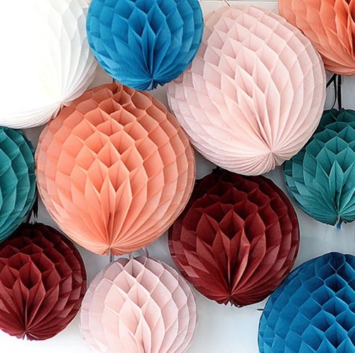 HONEYCOMB Hanging Paper BALLS Wedding Birthday Garland Party Deco Gold ...