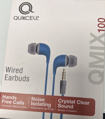 Quickcell Earphones/Earbuds 3.5mm Wired Headphones, Blue Brand New ...