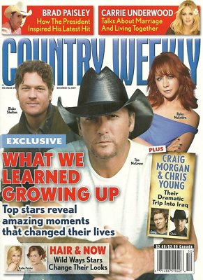 Country Weekly Magazine December 14 2009 Tim McGraw Blake Shelton Reba ...