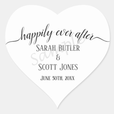 HAPPILY EVER AFTER ENVELOPE SEALS LABELS STICKERS PARTY FAVORS - (Heart ...