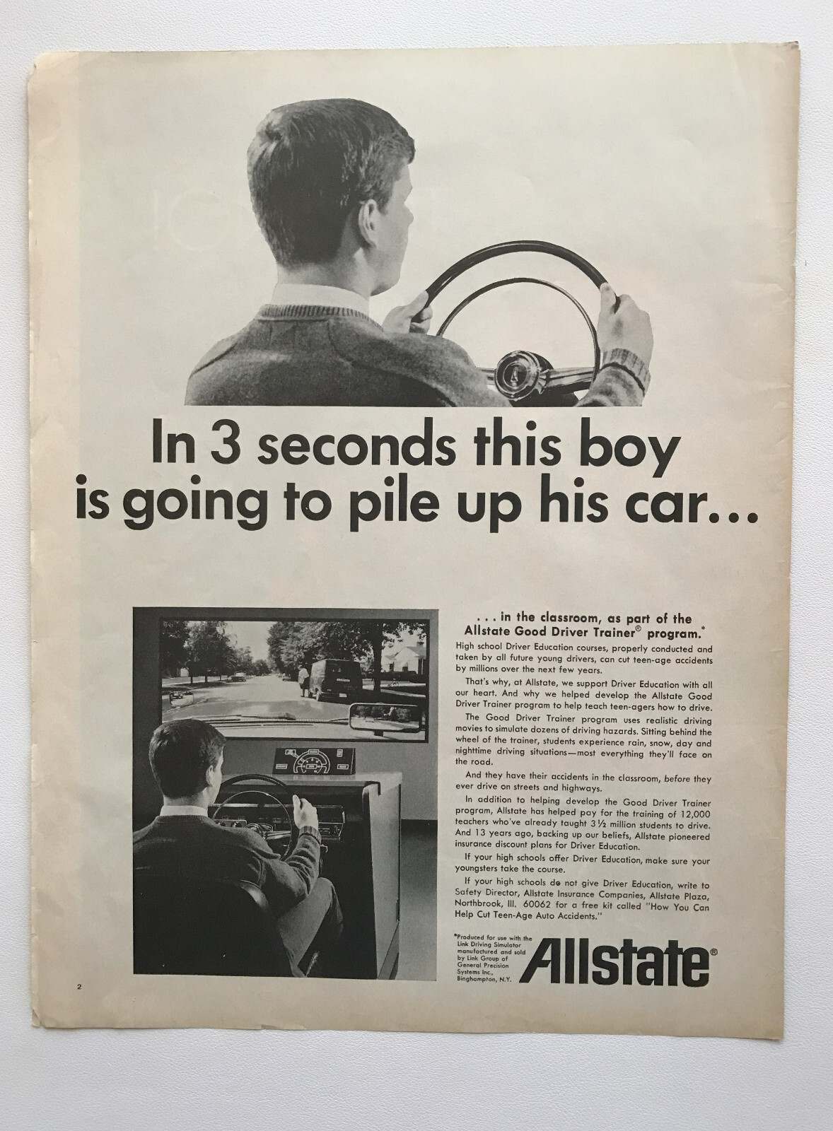 1967 Allstate Good Driver Trainer Program Auto Insurance Vintage Print ...