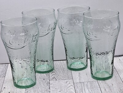 Vintage Coke Coca-Cola Drink Glasses 16oz Light Green Pebbled Finish 6 ...