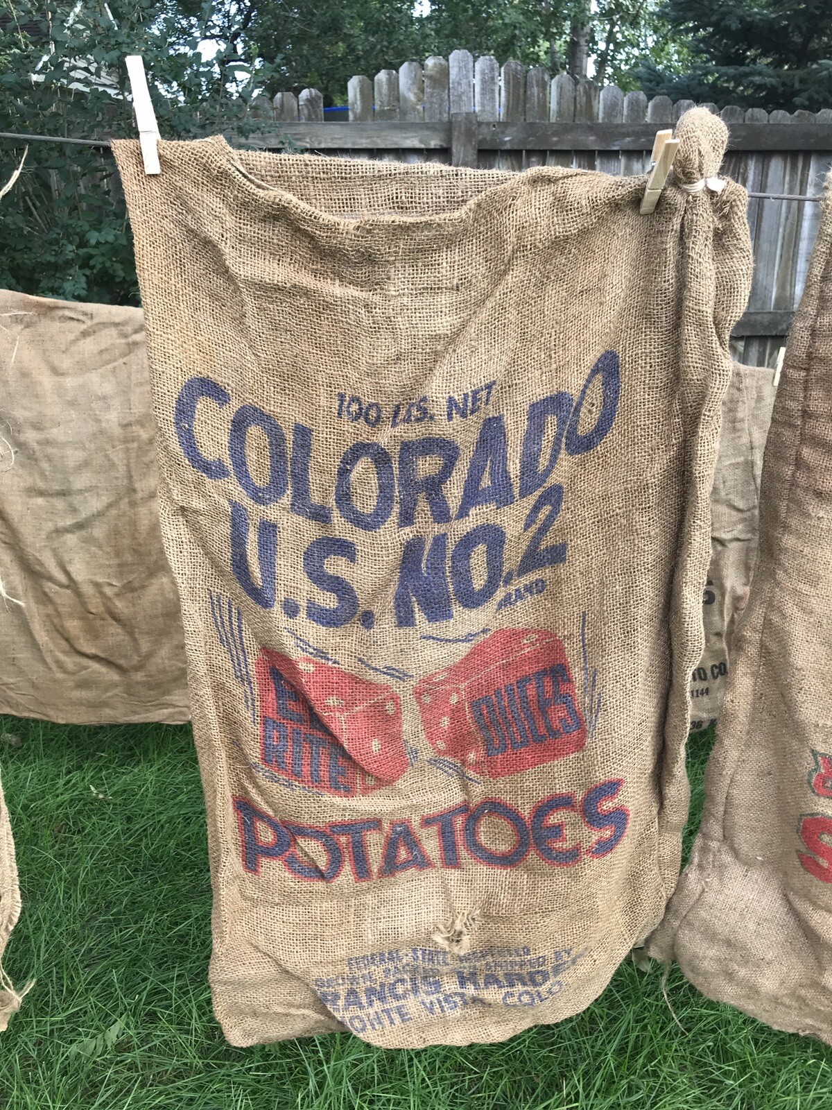 Colorado Us 2 Vintage Burlap Sack Photo Prop 20" x 32" Craft Upholstery ...