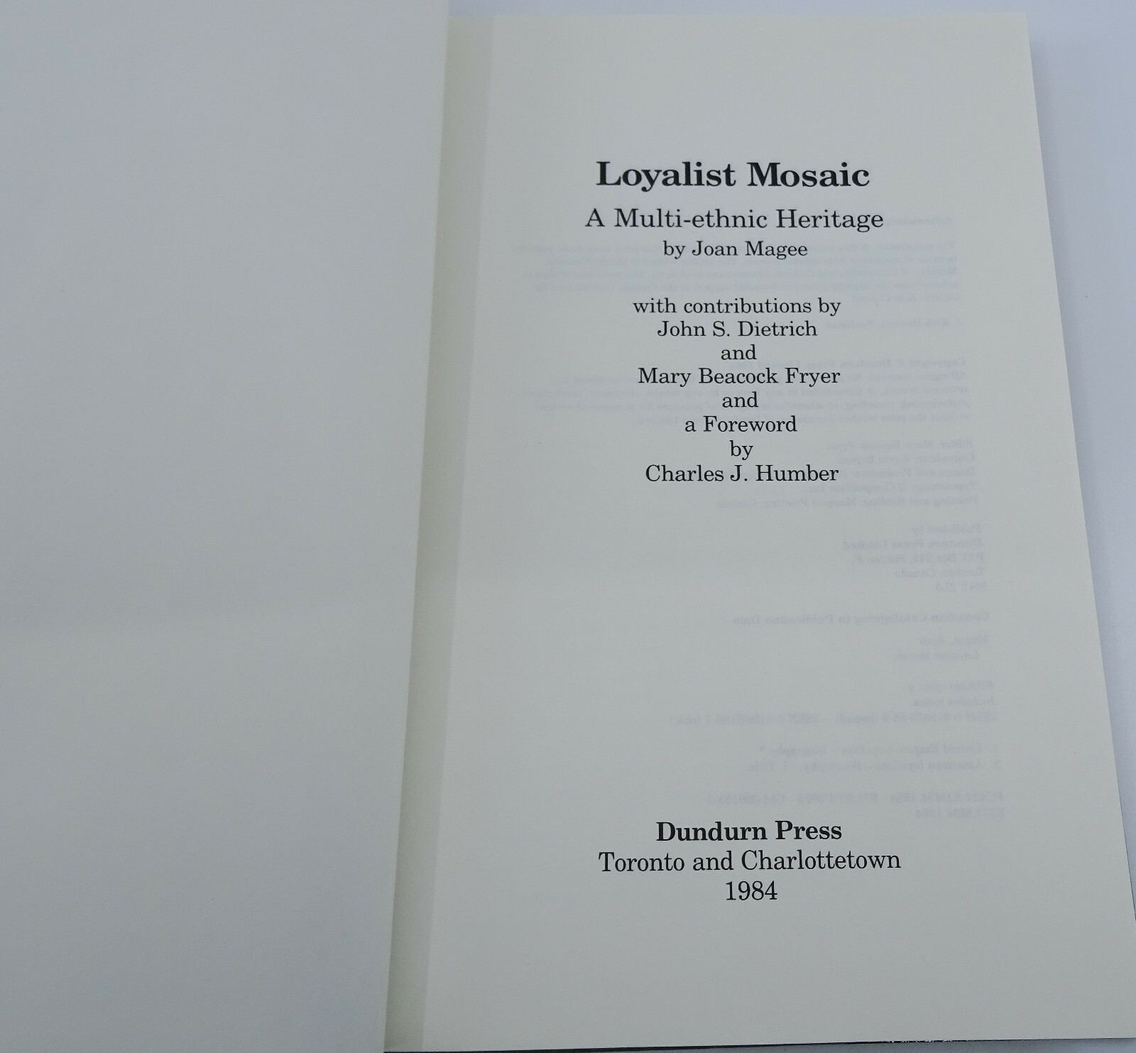 Loyalist+Mosaic+%3A+A+Multi-Ethnic+Heritage+by+Joan+Magee+%281984%2C ...