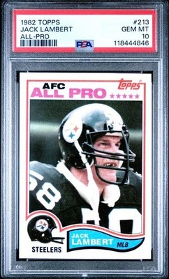 1982 Topps #213 Jack Lambert Card PSA 10 RARE Pop 85 HOF Pittsburgh ...