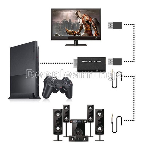PS2 to HDMI Audio Video AV Adapter Converter w/3.5mm Audio Output for ...
