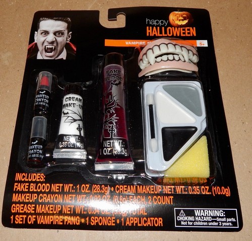 Halloween Vampire Makeup Kit Grease Fangs Sponge Blood Crayon 173Q | eBay