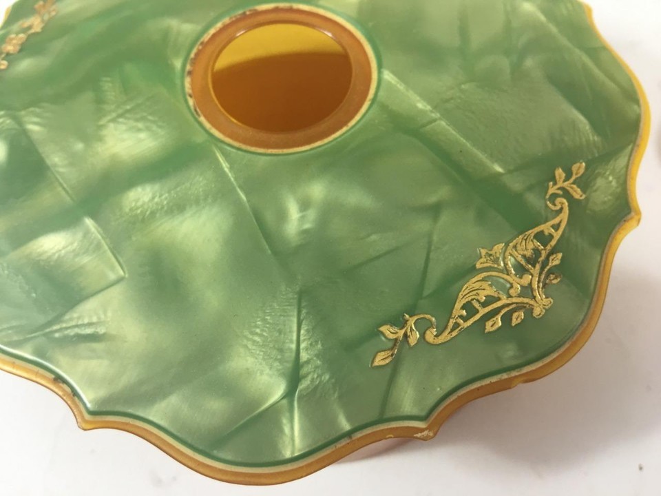 Dresser Set Art Deco Vtg 2 pc Celluloid Powder Box & Hair Receiver ...