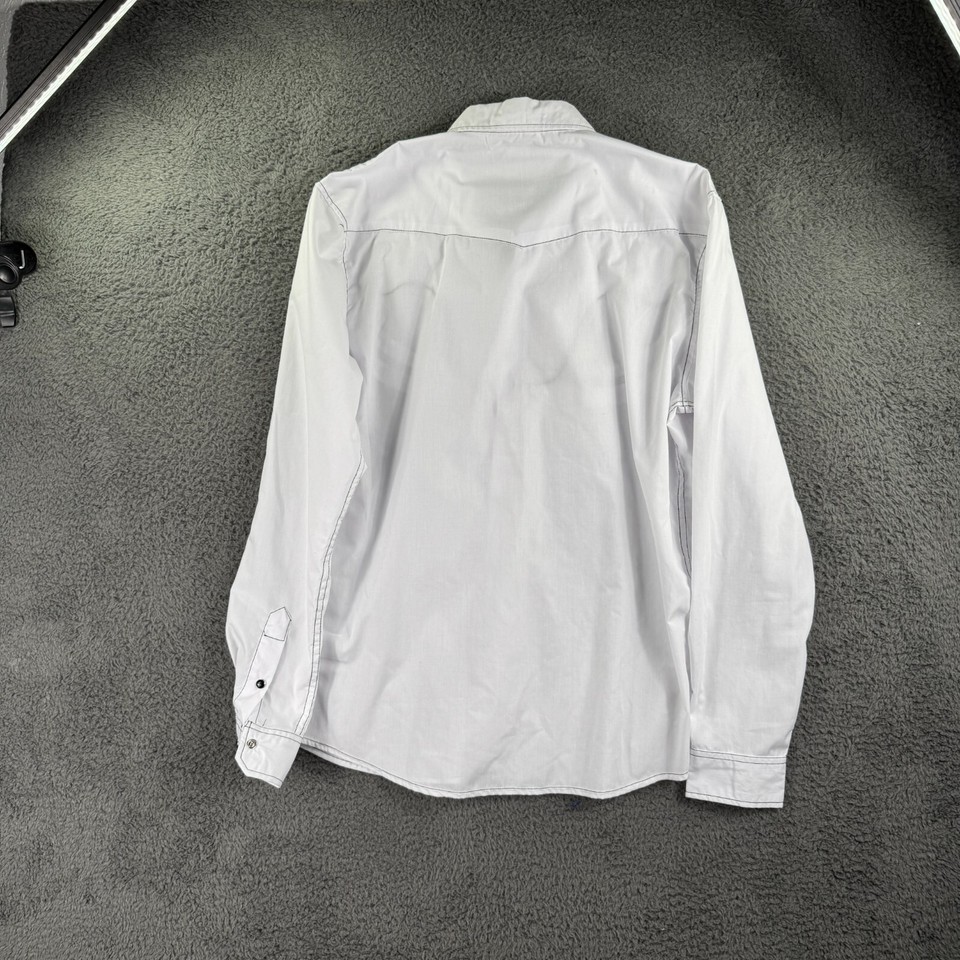 Outlander Western Shirt Men Medium White Craft + Flow Pearl Snap Cowboy ...