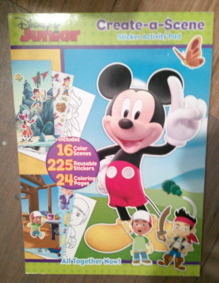 NEW JUMBO Disney Jr. Create a scene sticker activity pad 225 reusable ...