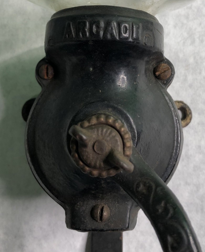 Antique Arcade Coffee Grinder Wall Mount Cast Iron Glass Crank Espresso ...