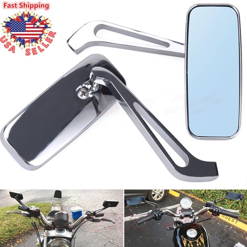 Chrome Rectangle Chrome Convex Side View Mirrors For Kawasaki Scooter ...