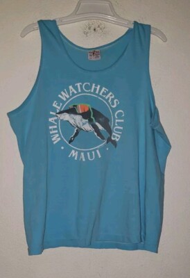 80's Vintage Poly Tees Hawaii Maui Teal Whale Watchers Surf Beach Tank ...