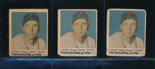 lot (3) 1949 Bowman #135 Stanley Stan Rojek Happy Rabbit fair cond ...