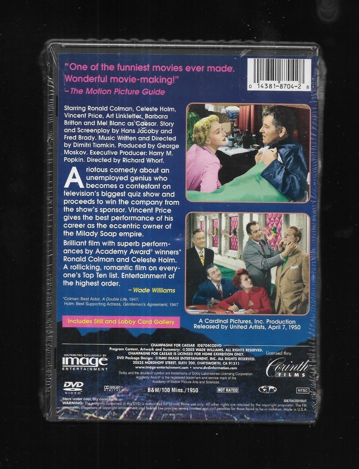 * OOP * Richard Whorf's CHAMPAGNE FOR CAESAR - Vincent Price - RARE ...